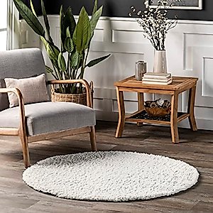 nuLOOM Marleen Contemporary Shag Area Rug, 6' Round, White