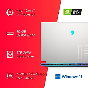 Alienware X15 R1 VR Ready Gaming Laptop - 15.6 inch 360Hz FHD 1080p Display, NVIDIA GeForce RTX 3070, Intel Core i7-11800H (11th Gen), 16GB DDR4 RAM, 1TB SSD, Wi-Fi 6, Windows 11 Home - Lunar Light