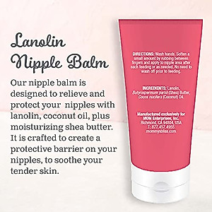 Mommy's Bliss Lanolin Nipple Balm Breastfeeding Cream with Coconut Oil & Shea Butter, Soothing Cream for Sore, Cracked Nipples, Safe for Nursing Babies, Flavorless, 2 Oz
