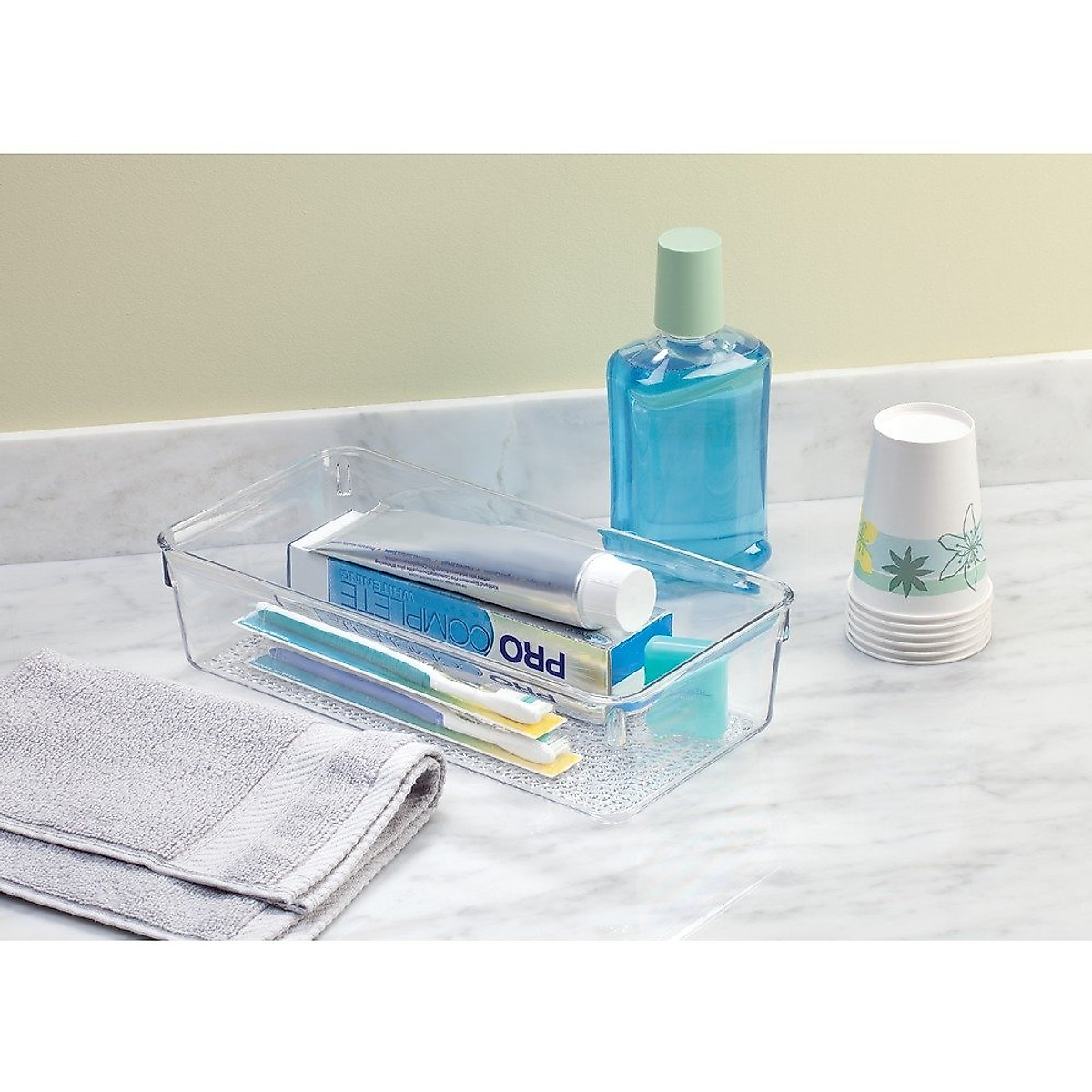 iDesign 49250 Rain BPA-Free Plastic Drawer Organizer Tray - 12" x 6" x 3", Clear