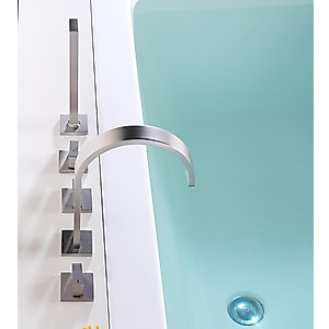 Roman Bathtub Faucet Set with Handheld Sprayer and Rough-in Valve Widespread Deck Mount 5 Hole Classic High Arch Tub Faucets Trim Kit 3 Handle with Diverter Lever Bath Tub Filler (Brushed nickel)