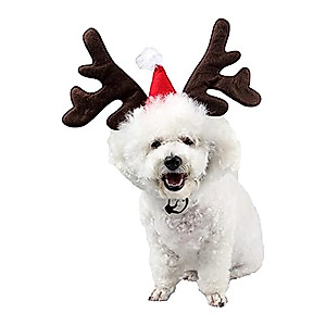 Christmas Pet Headwear Xmas Hair Loop Brown Reindeer Antlers Headband Christmas Pet Costume Hair Accessory for Dogs Cats Pets