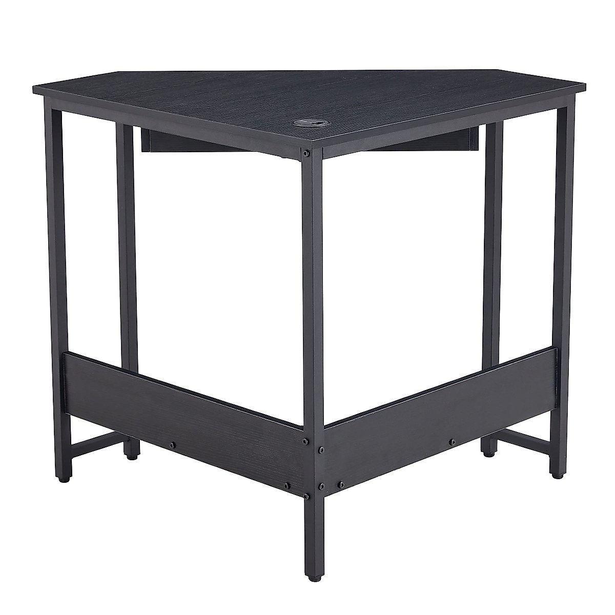LKKRO Triangle Computer Desk,Corner Desk with Smooth Keyboard Tray& Storage Shelves,Compact Home Office,Small Desk with Sturdy Steel Frame As Workstation for Small Space,Black,28.34''L 24''W 30.11''H