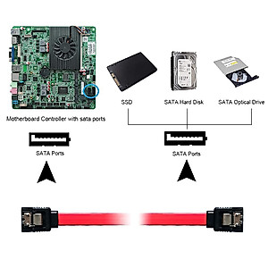 USECL 4 Pack Straight SATA III Hard Disk Cable 6.0GBPS,7pin Female to Female Date Cable with Locking Latch,Length :18 inches（red）