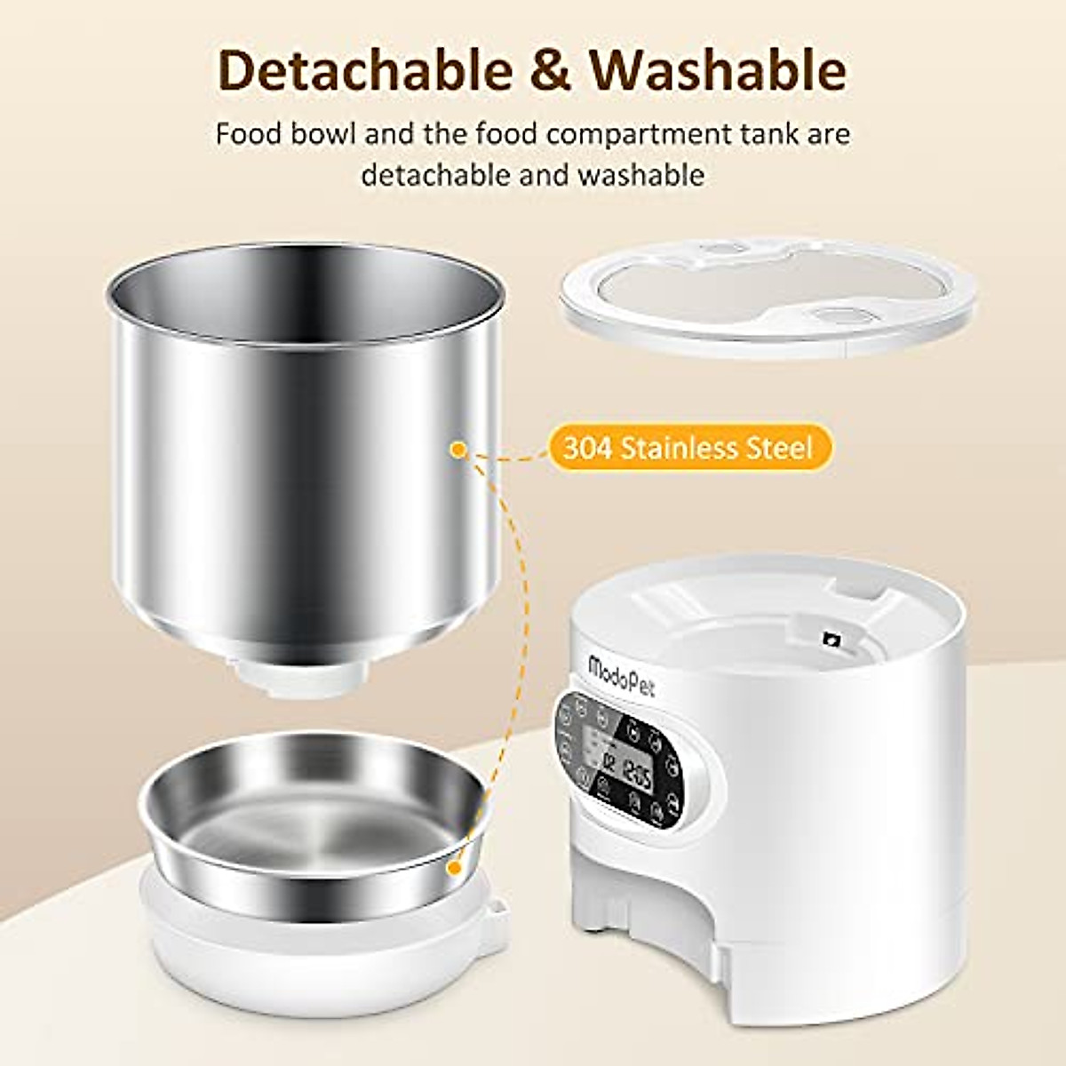 Automatic Cat Feeder, 4.5L Auto Pet Dry Food Dispenser, Stainless Steel Pet Food Dispenser for Cats and Dogs with Voice Recorder, Portion Control and Programmable Timer for 4 Meals Per Day