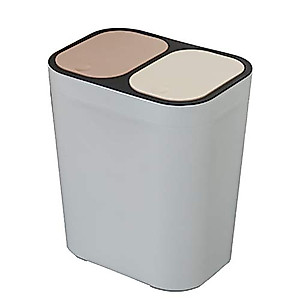 DOITOOL Garbage Bin Dual Trash Bin Garbage Classification Trash Can Classified Rubbish Bin with Dual Compartment Lid for Kitchen Living Room Office Garbage Bin Trash Cans Outdoor