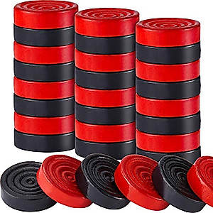 48 Pieces Wooden Checkers Pieces Only 1.06 Inch Wood Checker Board Game Pieces with Stackable Ridge and Drawstring Cloth Pouch, Red and Black Color