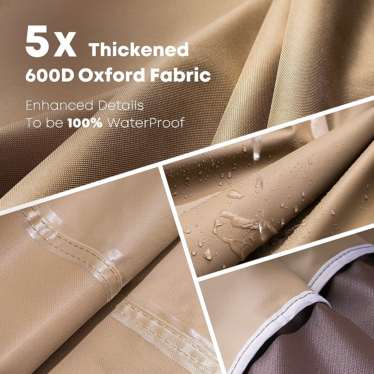 PatioGem Chaise Lounge Cover Outdoor Waterproof, Fade Resistant Lounge Chair Covers Waterproof Outdoor, Lounge Chair Cover, Durable&Thickened Chaise Lounge Cover of 600D Fabric, 80”Lx34”Wx32”H