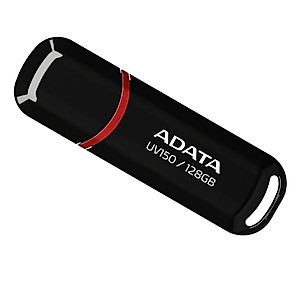 ADATA UV150 128GB USB 3.0 Snap-on Cap Flash Drive, Black (AUV150-128G-RBK)