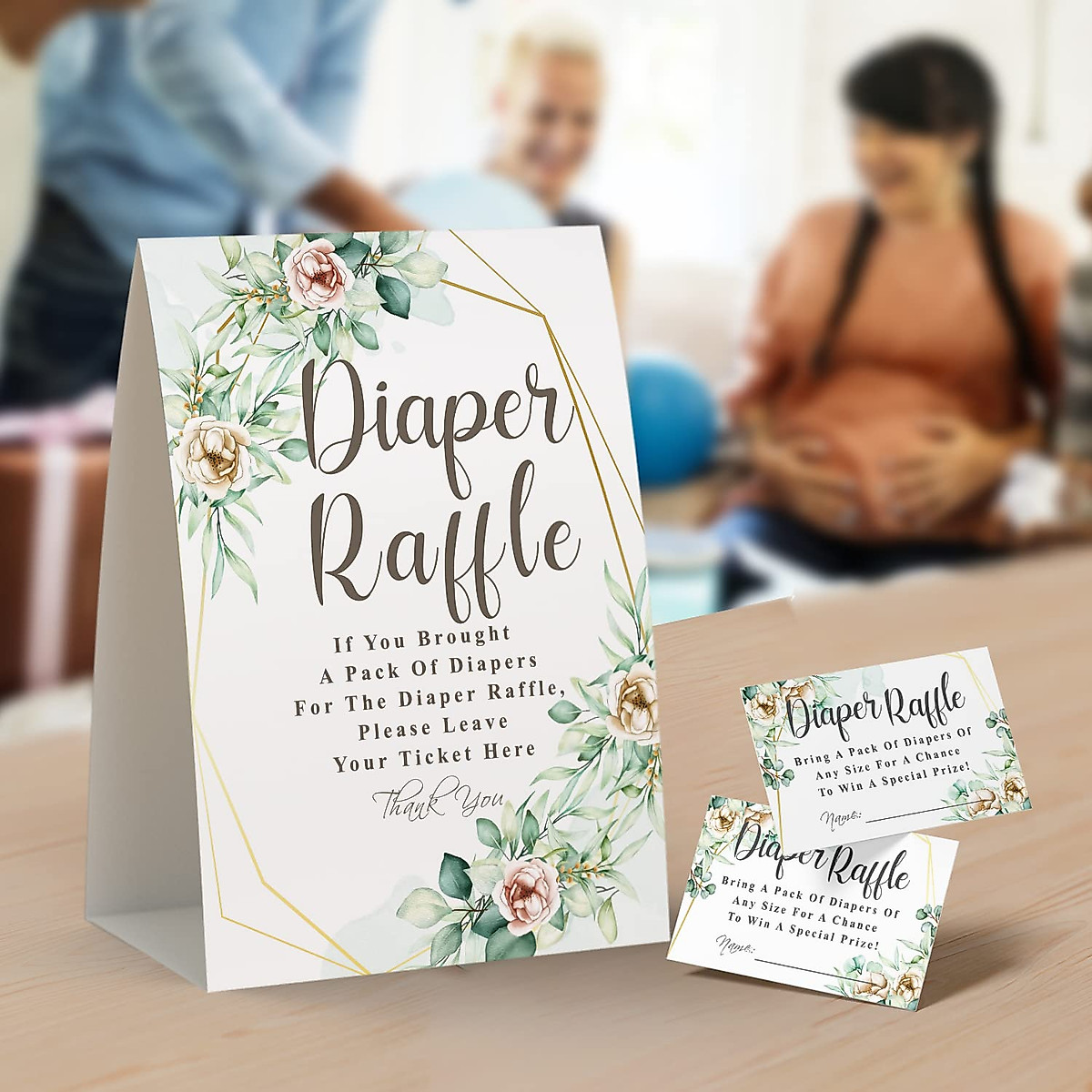 Diaper Raffle Tickets for Baby Shower Sign，Baby Shower Invitations with Diaper Raffle Cards - Baby gender neutral tickets(1 Sign with 50 Raffle Tickets) Toctose028