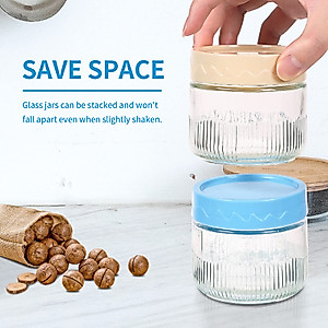 GULFLIN 12 Pack Glass Jars with Screw Lids for Overnight Oats Snacks Candle Canning Spice Wide Mouth Leak-proof Storage Containers Airtight - Reusable Stackable Kitchen Canisters Set