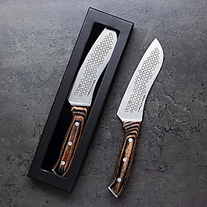 Refika'dan Chef's Knife 6 Inch, Everyday Kitchen Knife, Ergonomic Stainless Steel Knife with Brown Wooden Handle