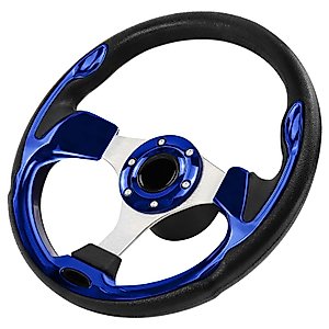 QYMOPAY 12.5inch Boat Steering Wheel, 3/4 Inch Axle Marine Steering Wheel Adapter, Anti-Slip Steering Wheel for Boats, Yachts, Pontoon Boats (Blue)