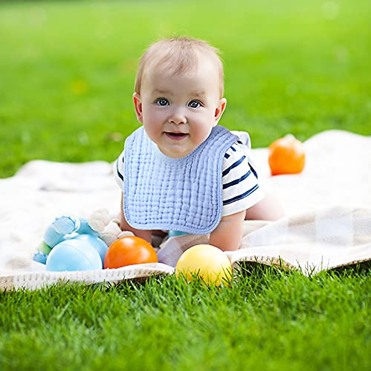 8 Pieces Baby Muslin Bibs & Burp Cloths Set, 20 x 10 Inch (Fresh Color)