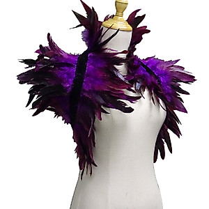 ZAKIA Gothic Natural Feather Cape Shawl Shrug Shoulder Wrap Collar Halloween Party Scarf