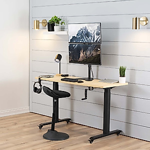 VIVO Dual Monitor Desk Stand Free-Standing LCD Mount, Holds in Stacked Vertical Position 2 Ultrawide Screens up to 34 inches, Black, STAND-V002L