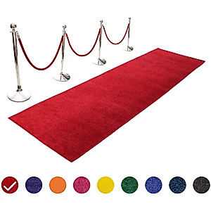 Event Carpet Aisle Runner - Quality Plush Pile Rug with Backing, Binding in Various Sizes (3 X 45 ft, Red)