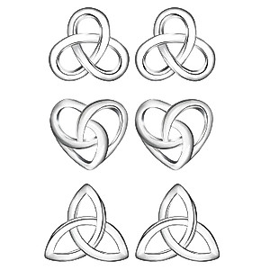 Sterling Silver Earrings for Women | Heart Celtic Love Knot Cross Triangle Vintage Stud hypoallergenic Earrings for Women Girls Jewelry Birthday Gifts