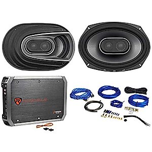 Polk Audio (2) MM692 6x9 900w 3-Way Car Audio/Marine Speakers+2-Ch Amp+Wire Kit