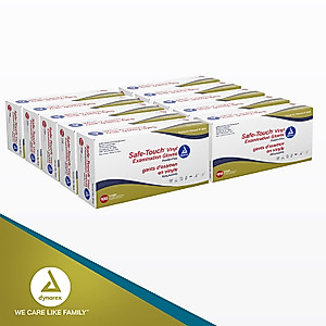 DynarexDynarex Safe-Touch Vinyl Disposable Exam Gloves, Powder-Free, Food Safety and Compliance, Ambidextrous, Clear, Medium, 1 Case - 10 Boxes of 100 Safe-Touch Vinyl Disposable Exam Gloves