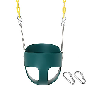 High Back Full Bucket Toddler Swing Seat with Yellow Coated Swing Chains Fully Assembled Baby Swing Outdoor - Swing Set Accessories