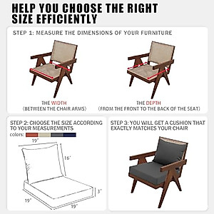 Favoyard Outdoor Seat Cushion Set 19 x 19 Inch Waterproof & Fade Resistant Patio Furniture Cushions with Removable Cover Deep Seat & Back Cushion with Handle and Adjustable Straps for Chair Sofa Couch