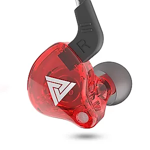 OCUhome Earbuds, Earbud Headphones with Microphone, QKZ AK6 Universal 3.5mm Sports in-Ear HiFi Sound Earphones for Phones Tablet Red