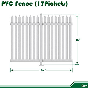 Goleray Outdoor Garden Vinyl Fence (1Set), W84 X H36 White Picket Fence Panels Privacy Screen PVC Fencing for Yard Patio Decorative Air Conditioner Fence(34 Pickets, Straight)