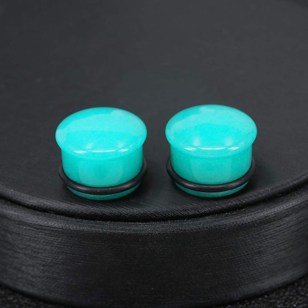 ZS Mozambique Amazonite Natural Stone Ear Plug Ear Gauge Noble Temperament Single Flare Ear Expander Tunnel (Gauge=0g(8mm))