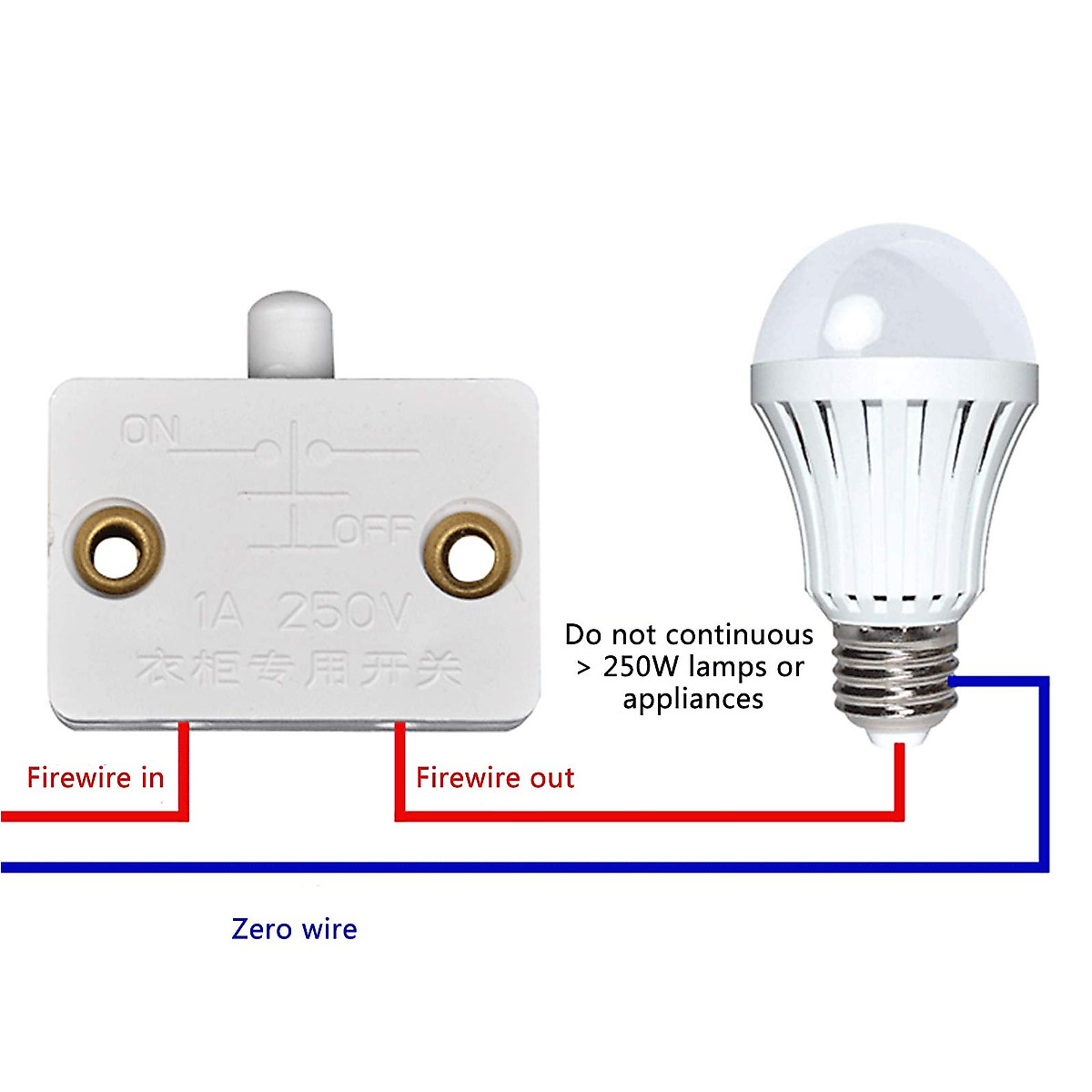 6Sets Wardrobe Closet White Electrical Light Switches Normally Closed Lamp Switch,for Cabinet Lights Closet Doors Closet Lights Wardrobe Cabinet Pantry Closet Pantry Light On Off Switch