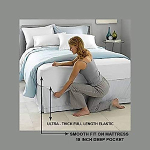Cooling Planet Full Size Bedsheet Set, 610 TC Pima Cotton, Extra Long Staple Sateen Weave TightFit Elastic Pocket 18" Wrinkle, Fade Resistant Fitted Sheet Set for Bedroom Décor (Sage, 4 Pcs)