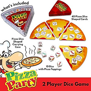 University Games, Pizza Party Dice Game, Dice Game for Kids and Families, Ages 6+