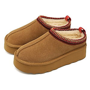 SMajong Women Winter Snow Boots Thickened Flat Boots Fur Lined Warm Durable Shoes Home Slippers Casual Shoes Brown 8.5 US (sole size 40)