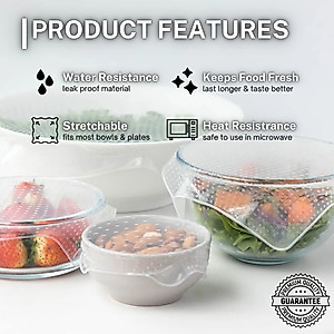 [5 Pieces] Silicone Reusable Microwave Food Cover | Food Storage Silicone Lids | Plastic Wrap For Food | Microwave Splatter Cover | Dishwasher Safe, BPA Free, Non Toxic Kitchen Gadgets