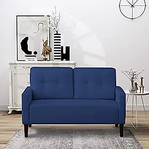 Msaleen Small Sofa Mini Couch Loveseat – Blue Couch Sofa Button Tufted Couch, Mid Century Small Loveseat 2-Seater Contemporary Modern Sofas Small Loveseat for Small Space Navy Blue Accent Love Seat