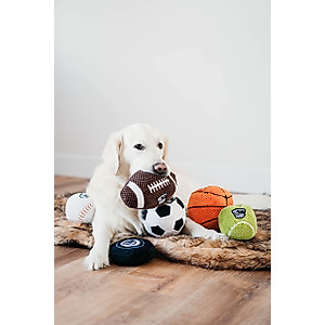 ZippyPaws SportsBallz - Plush Football Dog Toy, Soft Squeaky Balls for Dogs, Indoor & Outdoor Puppy Fetch Toys for Small, Medium, & Large Dogs, Stuffed Plushie Play Toy Balls for Puppies