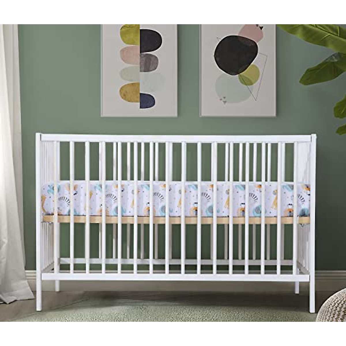 bimocosy Fitted Crib Sheets for Boys 4 Pack, Size 28"x 52" for Standard Crib and Toddler Mattresses, Super Soft Breathable Microfiber Baby Crib Mattress Sheet, Stars/Woodland Animals/Grey/Light Green