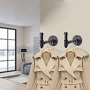 NearMoon 3 Packs Bathroom Robe and Towel Hooks for Hanging, Rustic Style Vintage Industrial Pipe Wall Mounted Hooks, Heavy Duty DIY Hardware Coat Hook for Bathroom, Kitchen (6 Inch)