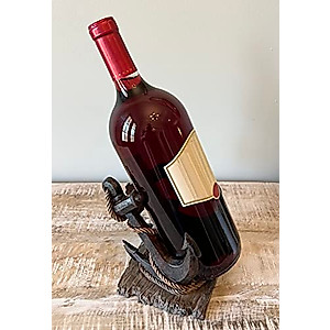 Rustic Rope Wrapped Boat Anchor Wine Bottle Display Holder / Rack - Nautical Ocean Beach Coastal Decor