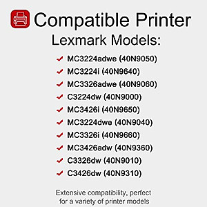 4 Pack 1BK+1C+1M+1Y C3224 C3210K0 C3210C0 C3210M0 C3210Y0 Toner Cartridge Replacement for Lexmark MC3224adwe MC3224i MC3326adwe MC3426i MC3224dwe MC3326i MC3426adw C3224dw C3326dw C3426dw Printer