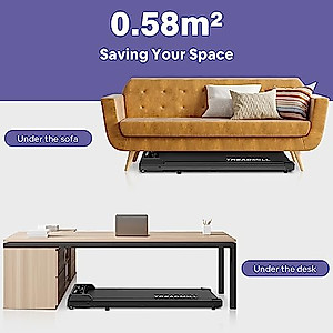 Rellysport Under Desk Treadmill, Walking Pad for Home/Office, Portable Walking Treadmill 2.25HP, Walking Jogging Machine with 265 lbs Weight Capacity Remote Control LED Display