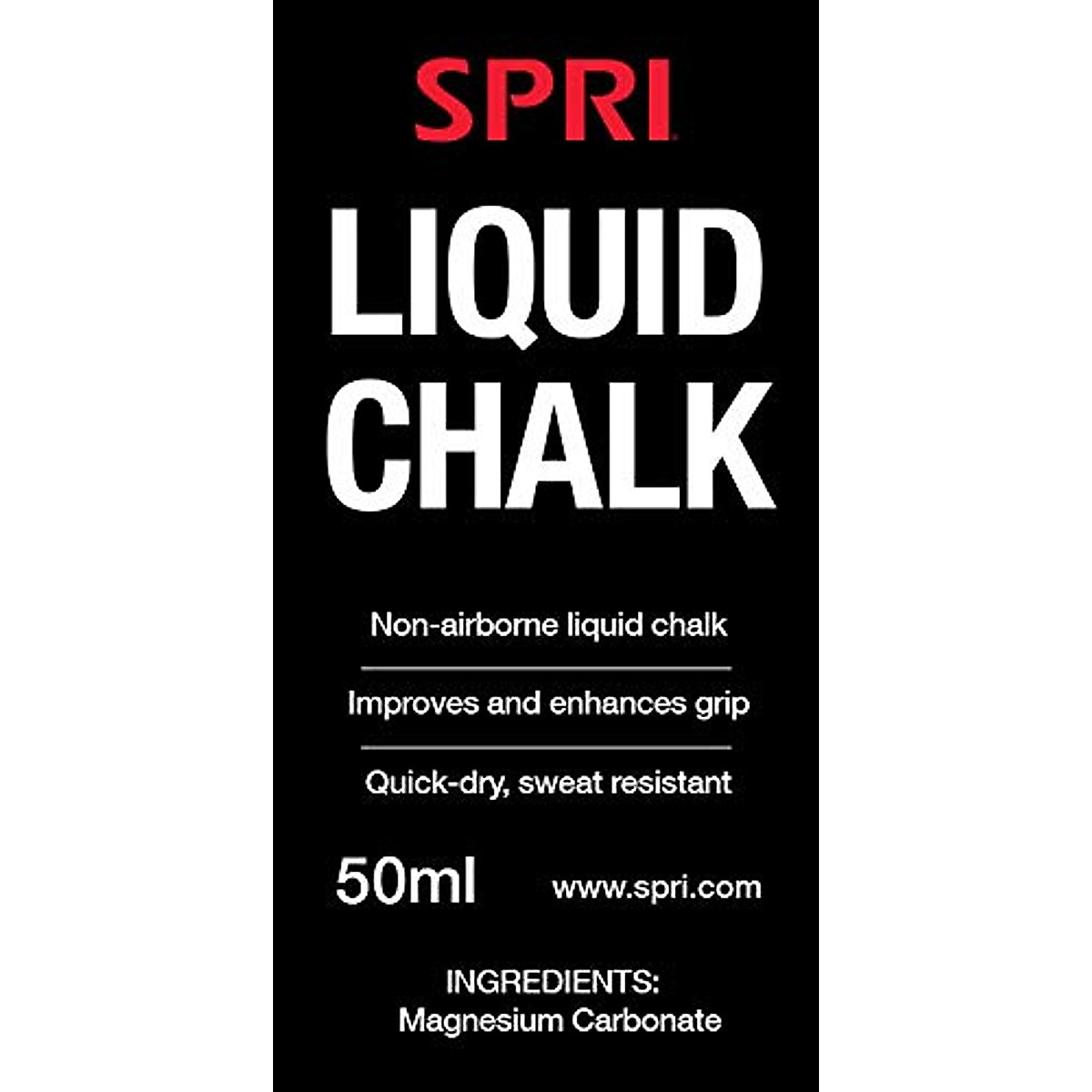 SPRI Liquid Chalk 50ml Bottle - Works as Gym Chalk, Lifting Chalk, Rock Climbing Chalk, Weightlifting Chalk - Dries Instantly, Use Alone or with Powdered Chalk Ball or Bag