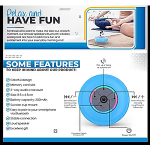 Speakers Bluetooth Wireless – Colorful Shower Speaker – Advanced Waterproof Bluetooth Speaker with Suction Cup Installation - Wireless Speakers with Bluetooth and Rechargeable Battery bathroom speaker