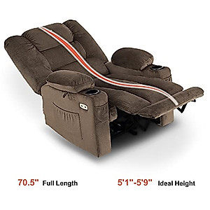 MCombo Electric Power Recliner Chair with Heat and Massage, USB Ports, Cup Holders, Reclining Chair for Living Room 6079 (Dark Brown)