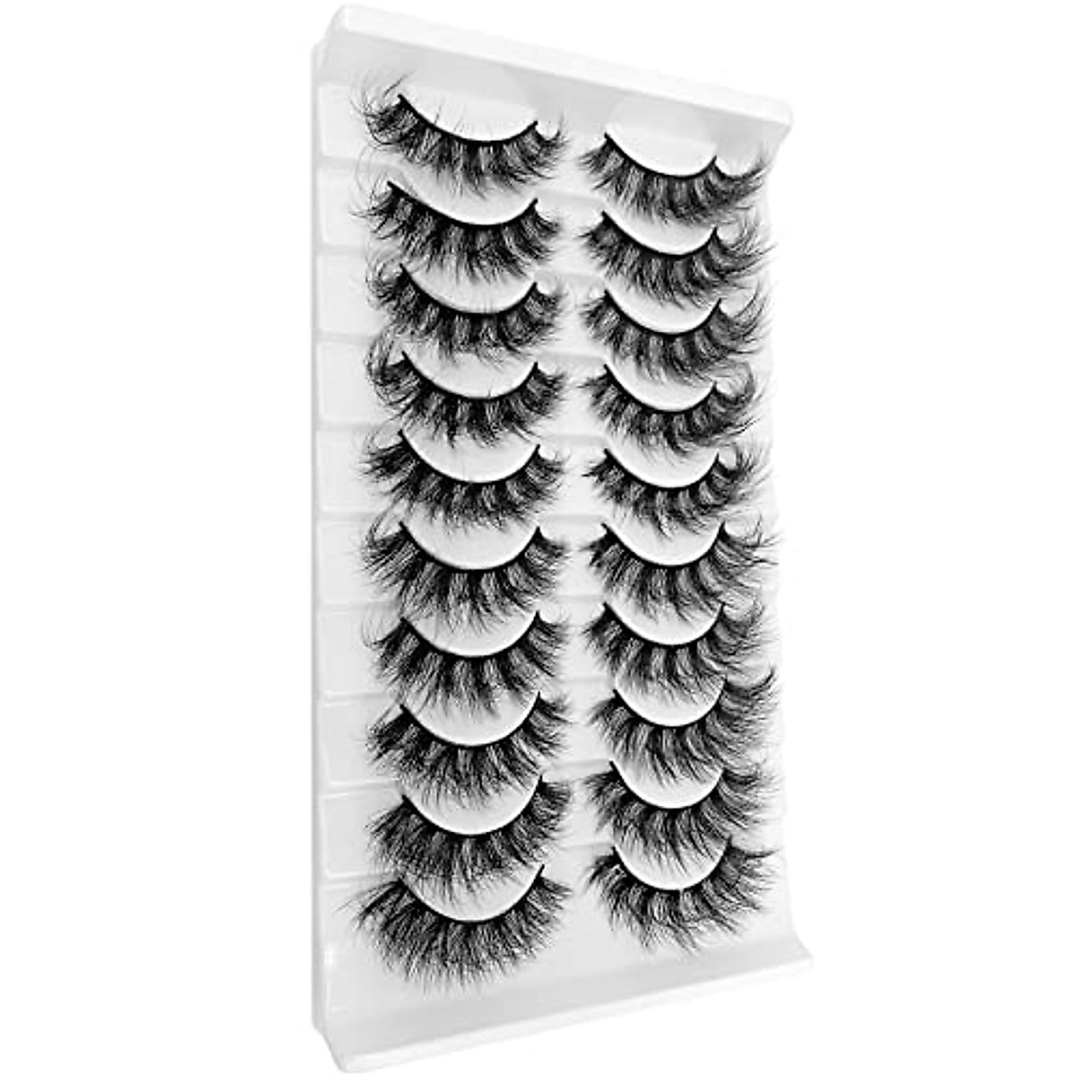 Arekey False Eyelashes Fluffy Faux Mink Lashes 3D Cat-Eye Wispy Lashes Volume Fake Eyelashes 10 Pairs Pack Manga Eye Lash Multipack
