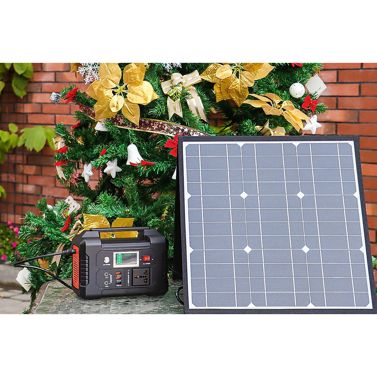 SUYIKIN 200W Portable Power Station, FlashFish 40800mAh Solar Generator with 50W 18V Portable Solar Panel, Flashfish Foldable Solar Charger with 5V USB 18V DC Output