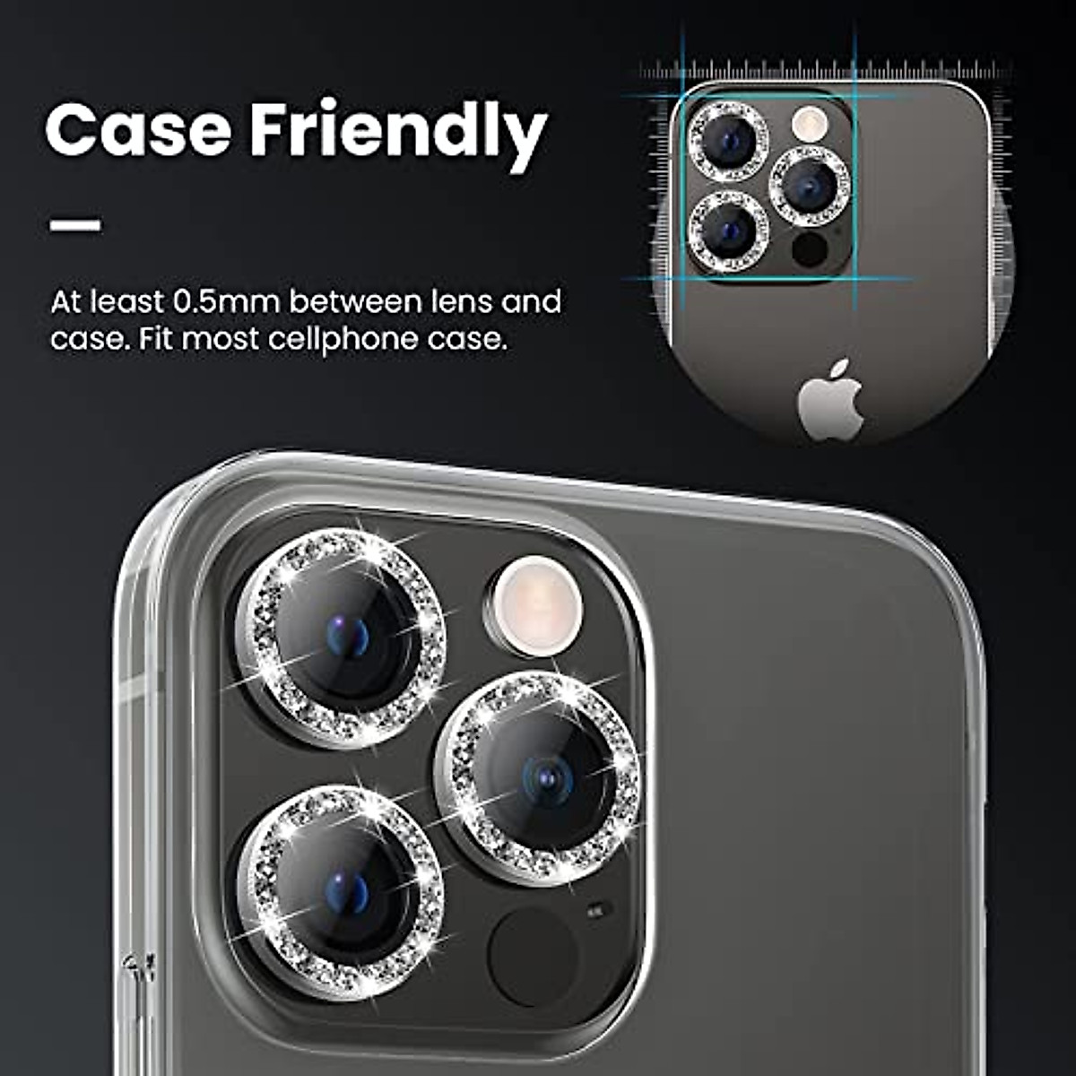 Tensea for iPhone 13 Pro - iPhone 13 Pro Max Camera Lens Protector, 9H Tempered Glass Camera Cover Screen Protector Metal Individual Ring for iPhone 13Pro 6.1 inch iPhone 13 ProMax 6.7 inch 2021