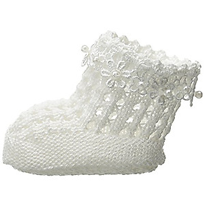Jefferies Socks Baby Girls' Newborn Daisy Pearl Bootie, White