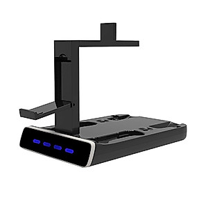 Charging Station Dock with Display Light Helmet Storage Rack for PS VR2 / PS5 Controller Accessories