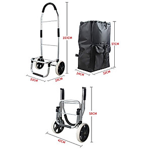 Hand Trucks Folding Shopping Trolley Light Portable with 2 Round Shopping Cart Luggage Bag Groceries Trolleys ( Size : A )